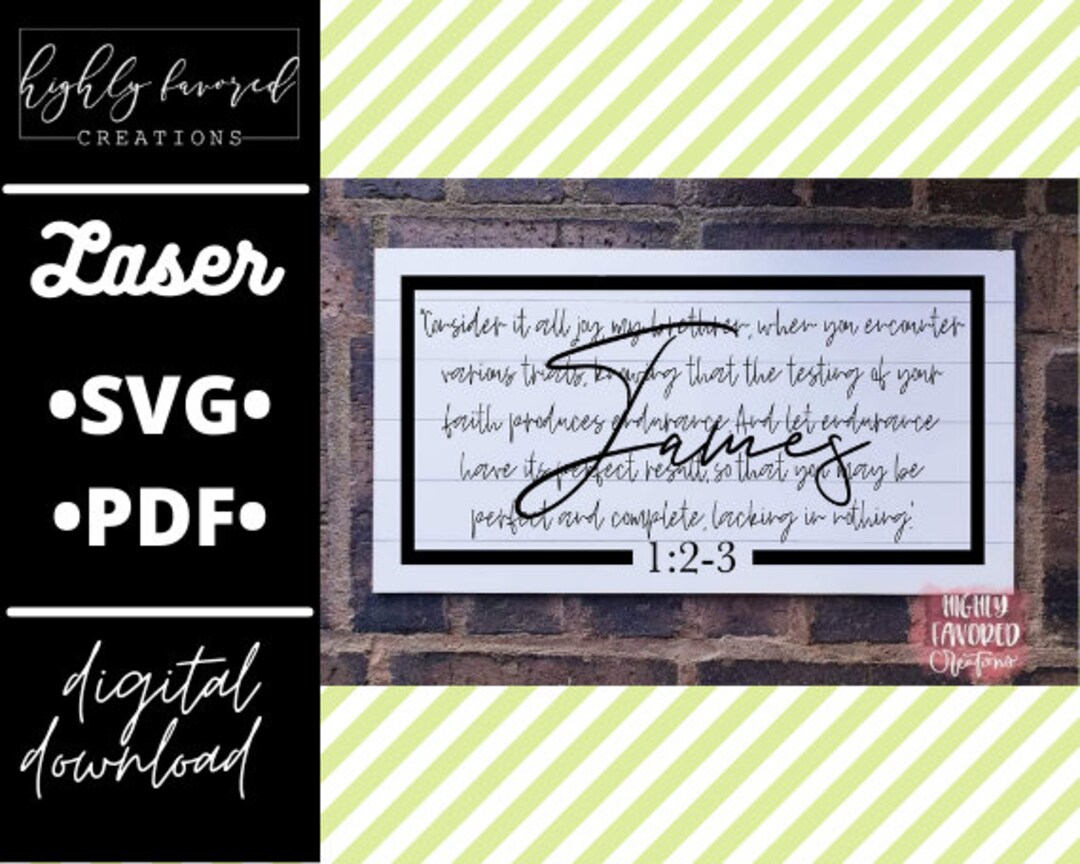 James 1:2-3 Sign SVG - Laser Ready Cut File - Scripture Sign SVG - Etsy