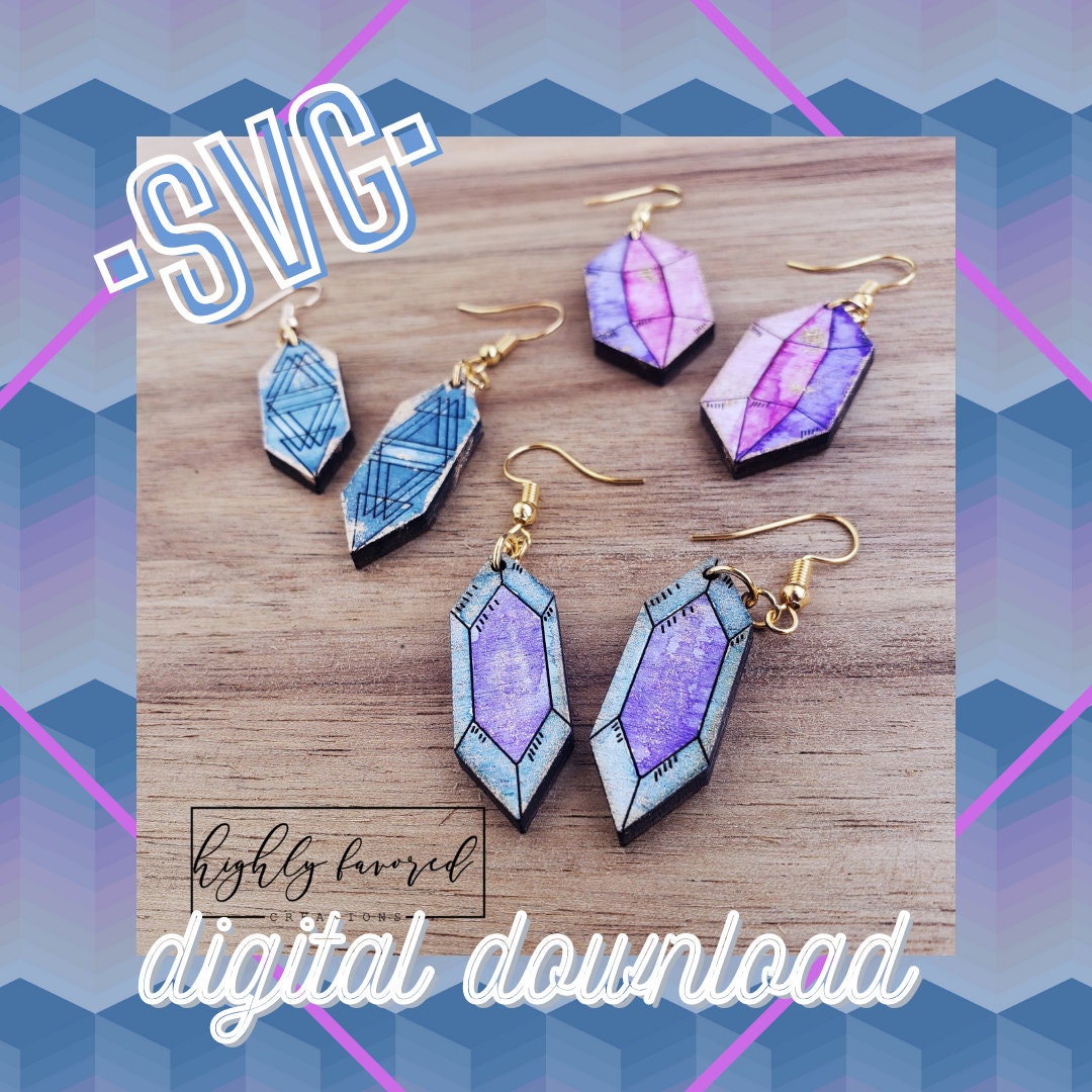 Geometric Gem Earring SVG - Etsy