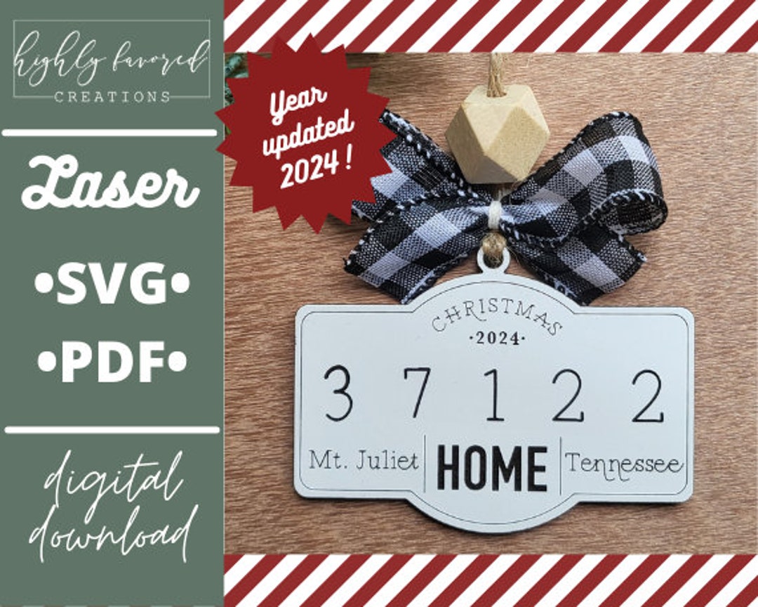 Zip Code Ornament Cut File - Christmas Ornament SVG - Laser Ready Cut ...
