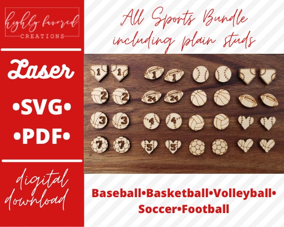 Sports Stud Earring SVG Bundle | Etsy