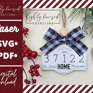 Zip Code Ornament Cut File - Christmas Ornament SVG - Laser Ready Cut ...