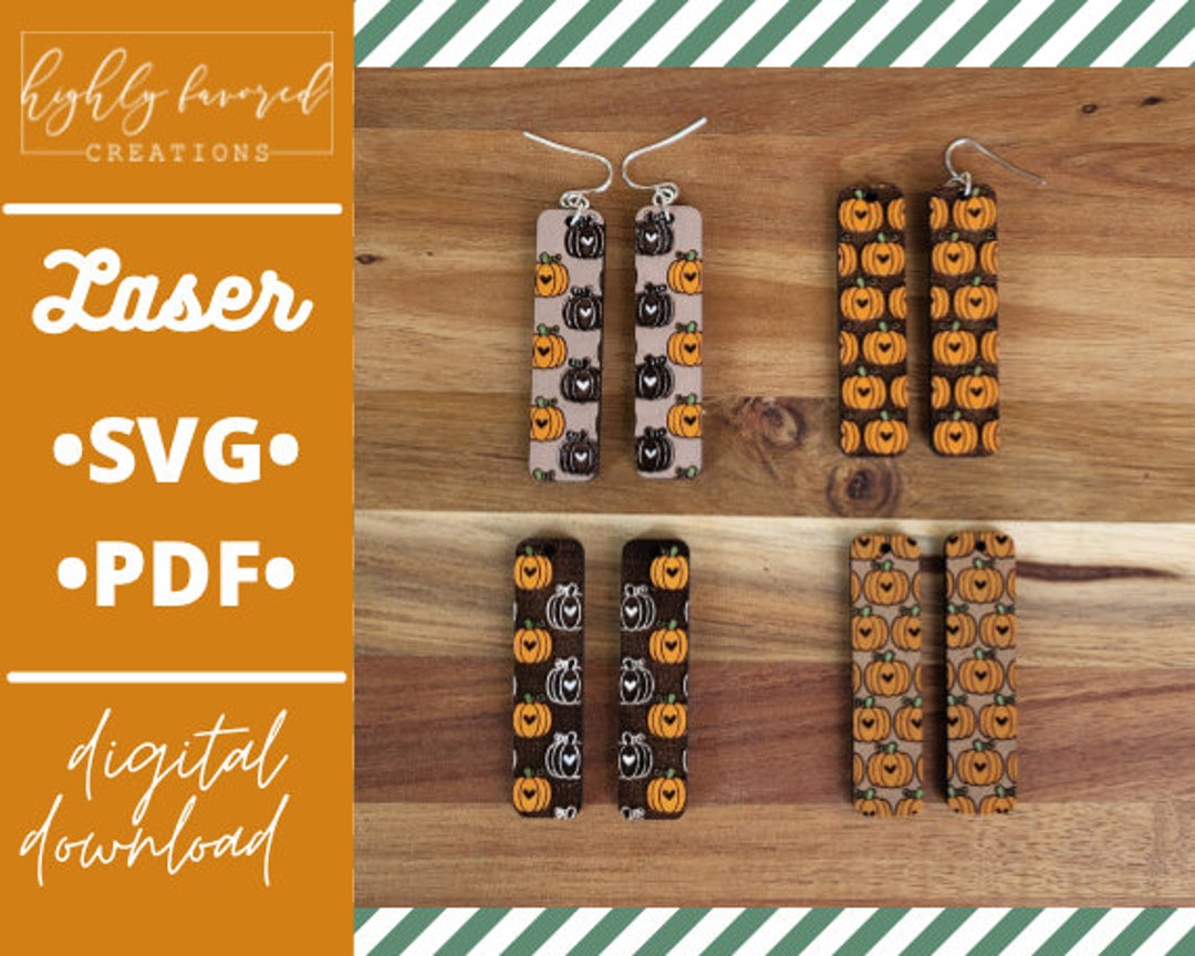 Pumpkin Rectangle Earring SVG Bundle - Etsy