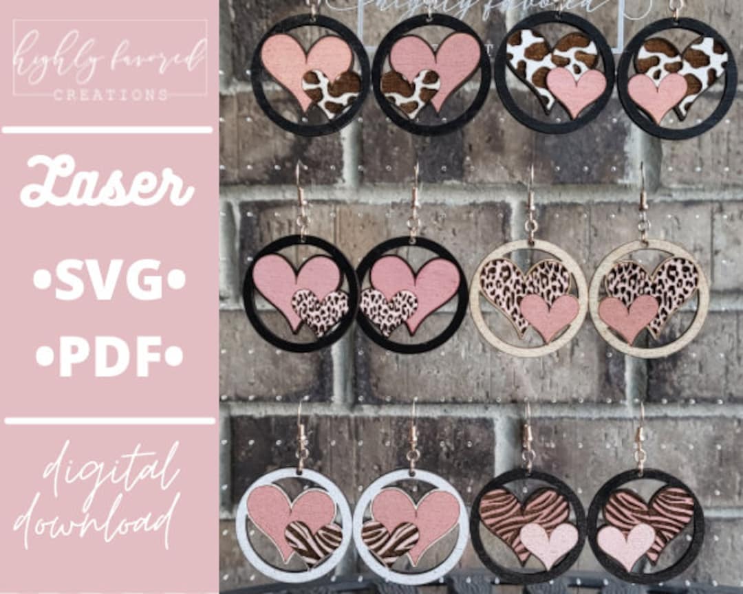 Animal Print Heart Earring SVG Bundle - Etsy