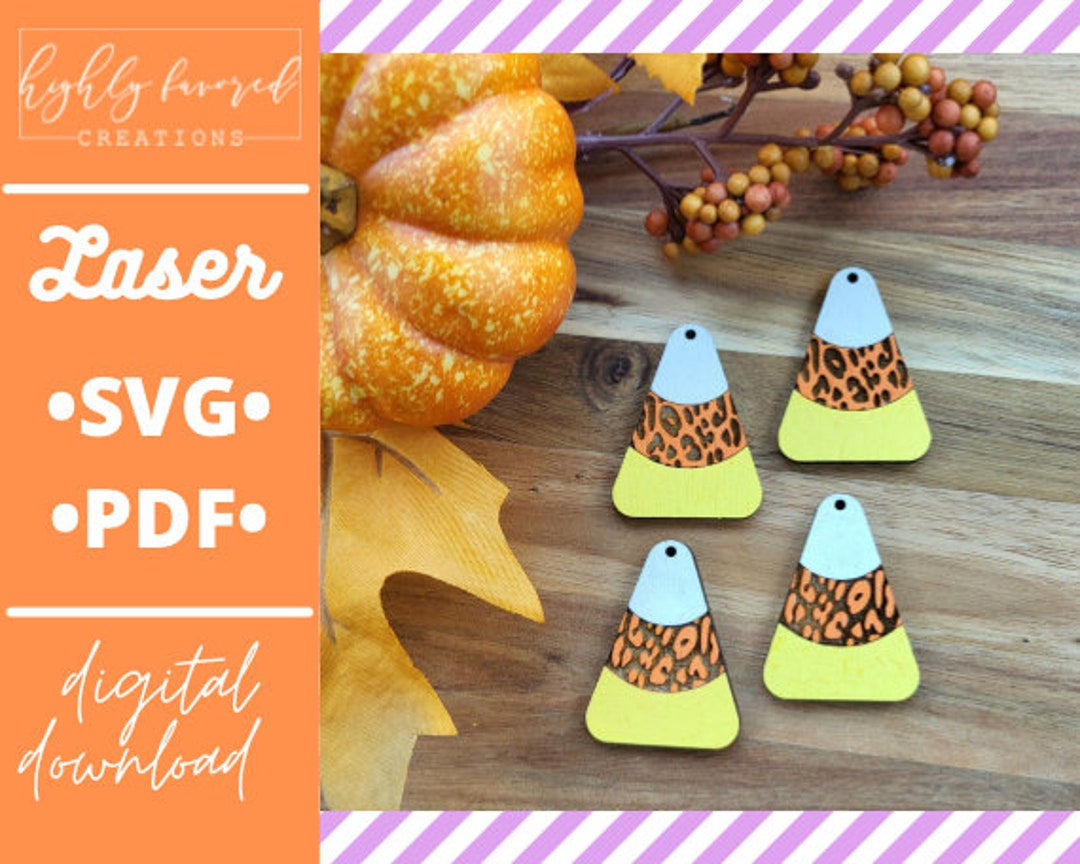 Leopard Candy Corn Earring SVG Set - Etsy