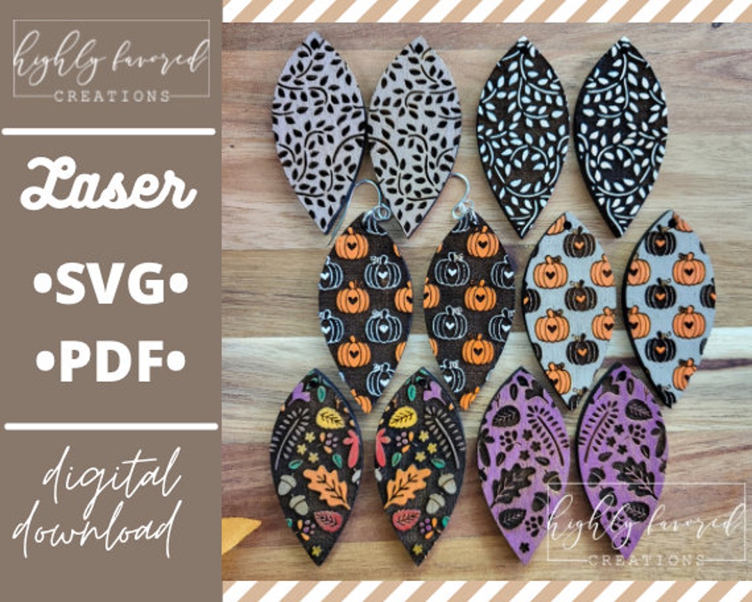Fall Leaf Earring SVG Bundle - Etsy