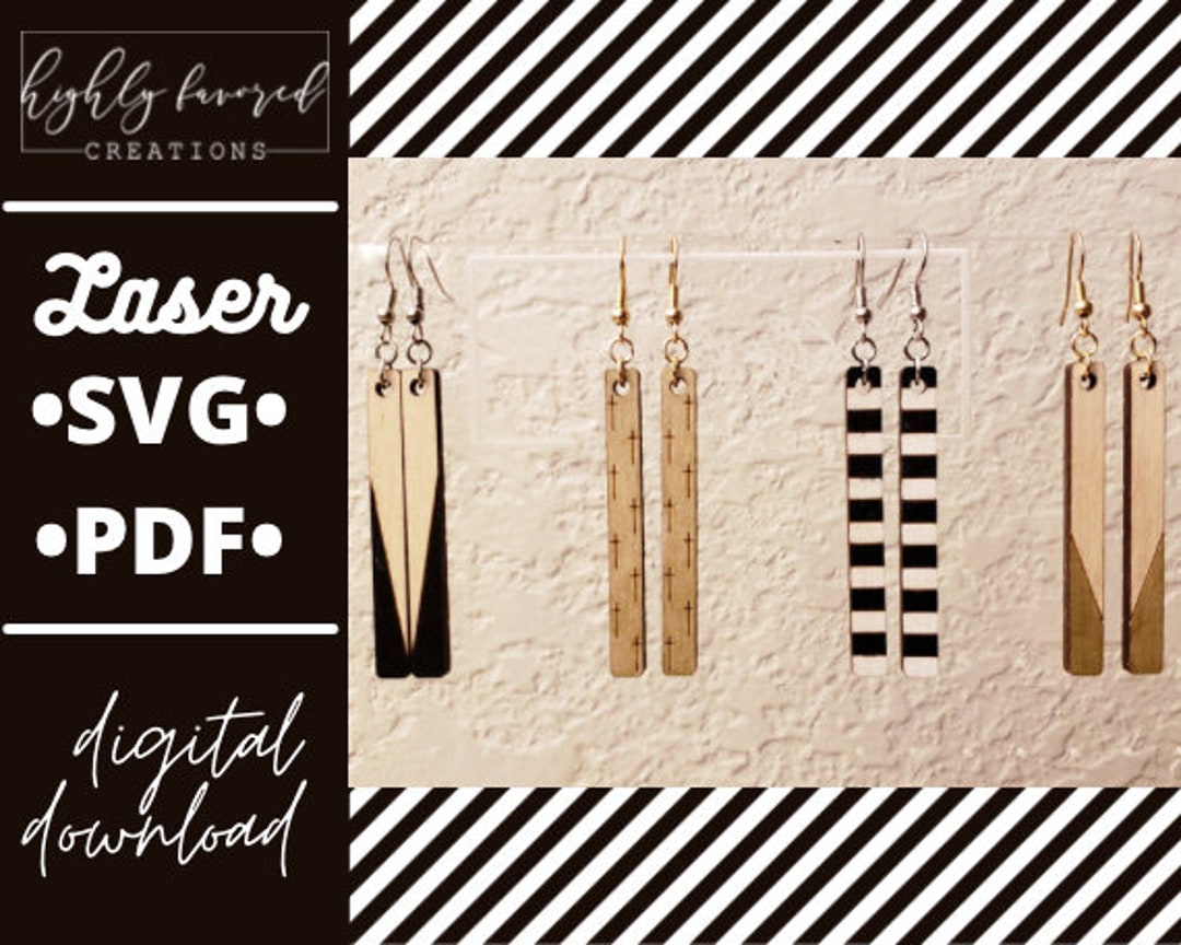 Thin Dangle Earring SVG - Laser Ready Cut File - Etsy