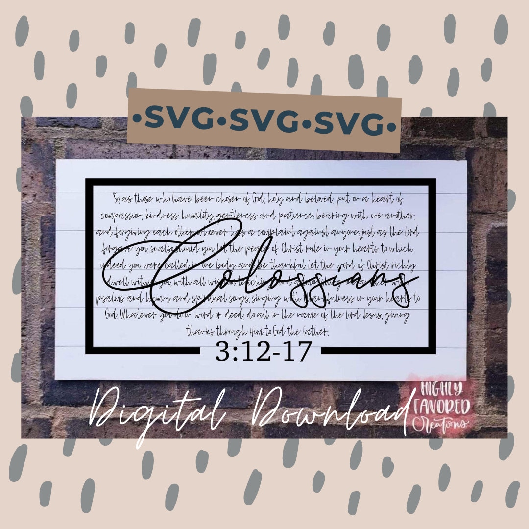Colossians Sign SVG - Laser Ready Cut File - Etsy