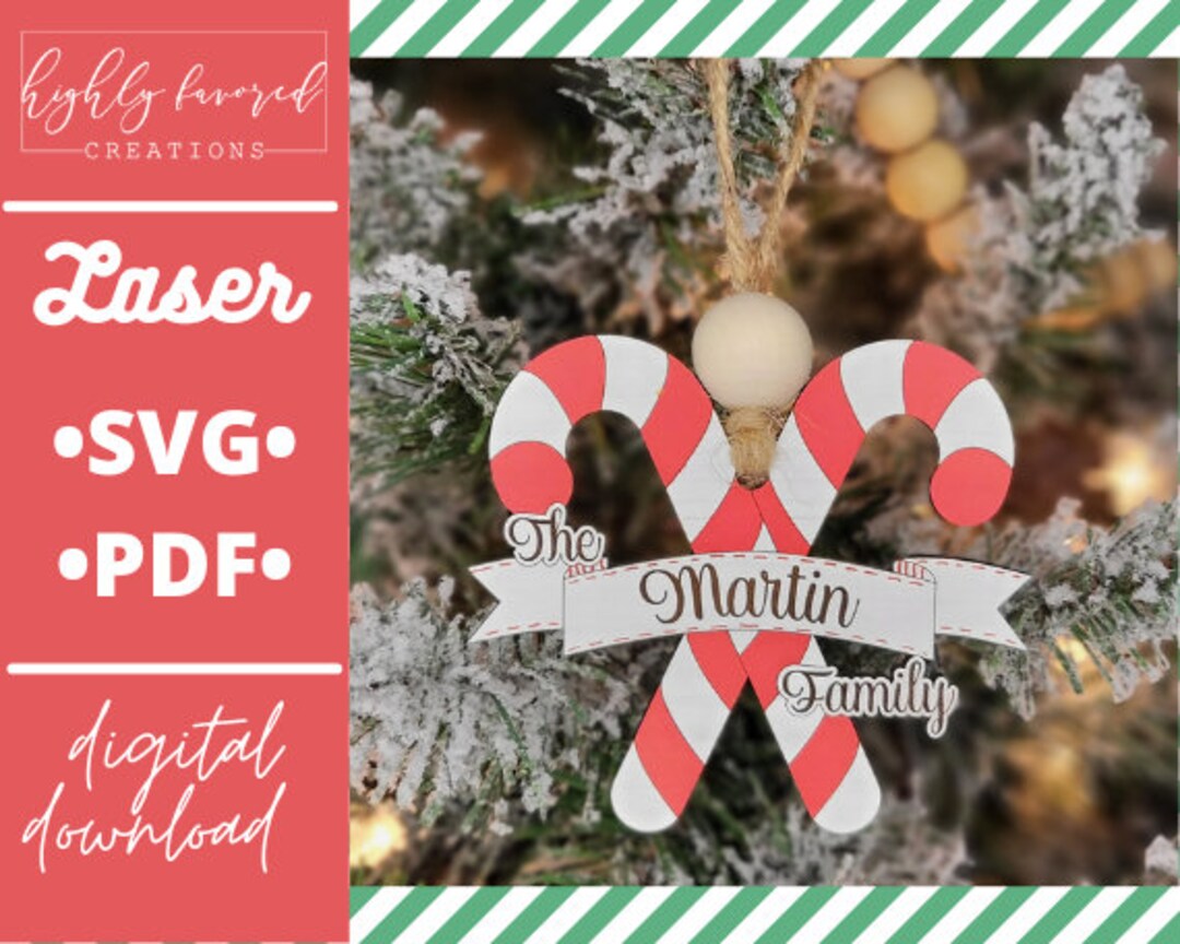 Candy Cane Family Ornament SVG - Etsy