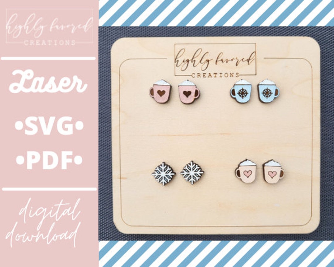 Mug Stud Earring SVG Set - Etsy