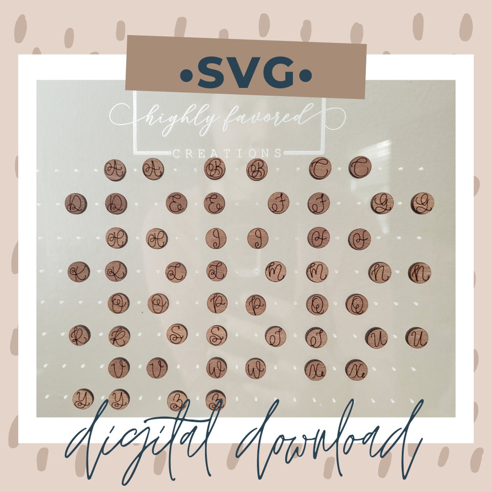 Hand Lettered Monogram Stud Earring SVG - Etsy