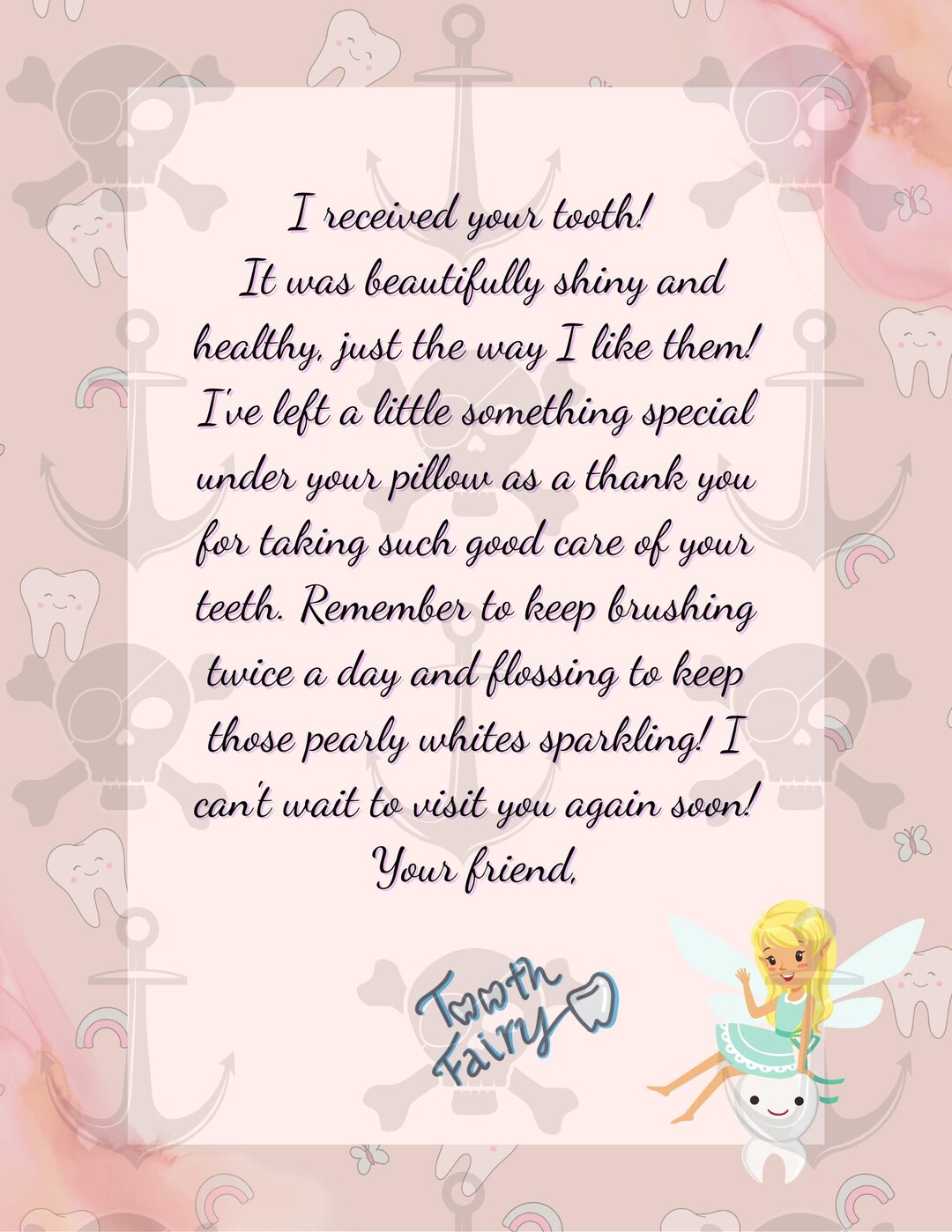 Tooth Fairy Letter - Etsy