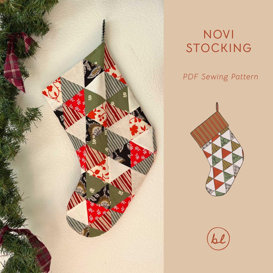 Novi Stocking | Sewing Pattern, PDF Sewing Pattern, Patchwork Stocking, Christmas Stocking ...