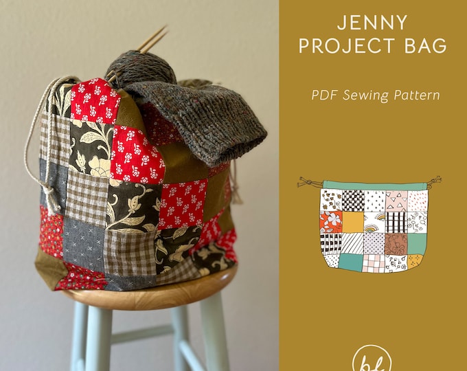 PATTERN, Drawstring Bag, Knitting Bag, PDF Sewing Pattern, Project Bag, Sewing Tutorial, DIY ...
