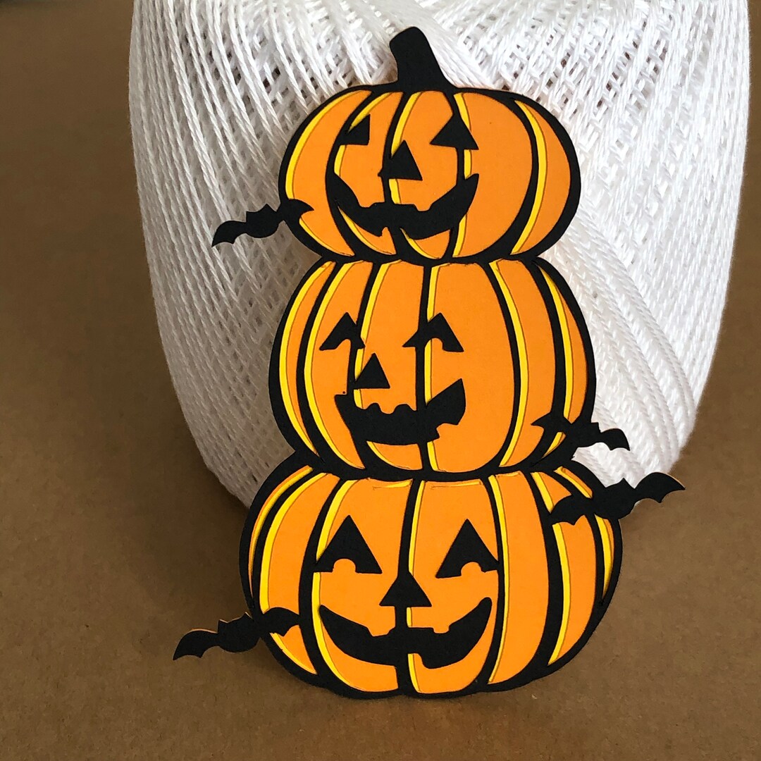 3 Jack O Lantern Die Cuts Pumpkin Bats Crafts Cards Scrapbook Halloween ...
