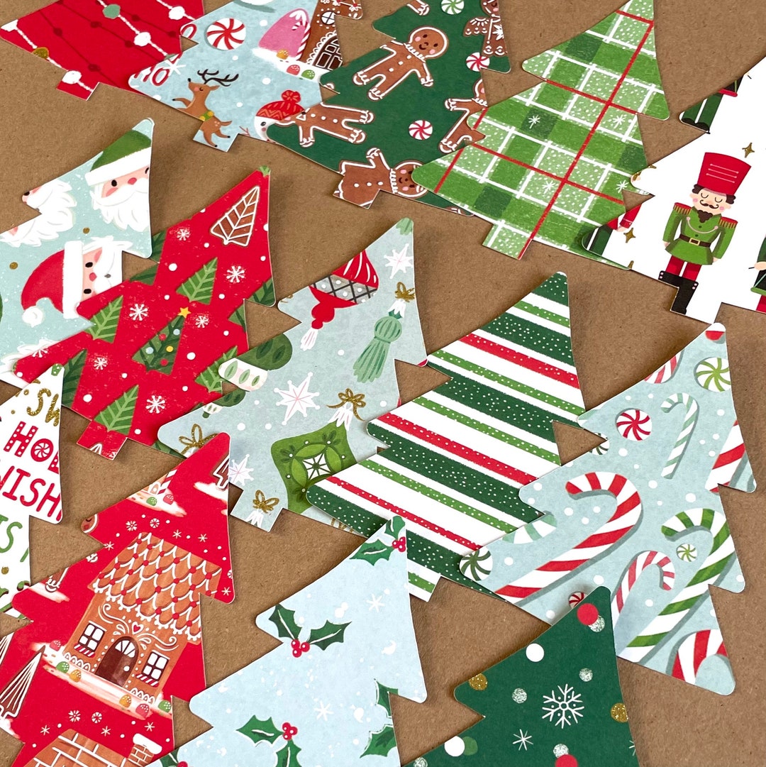 30 - 3.5 X 2.4" Christmas Tree Die Cut - Christmas Cardstock - Holiday ...