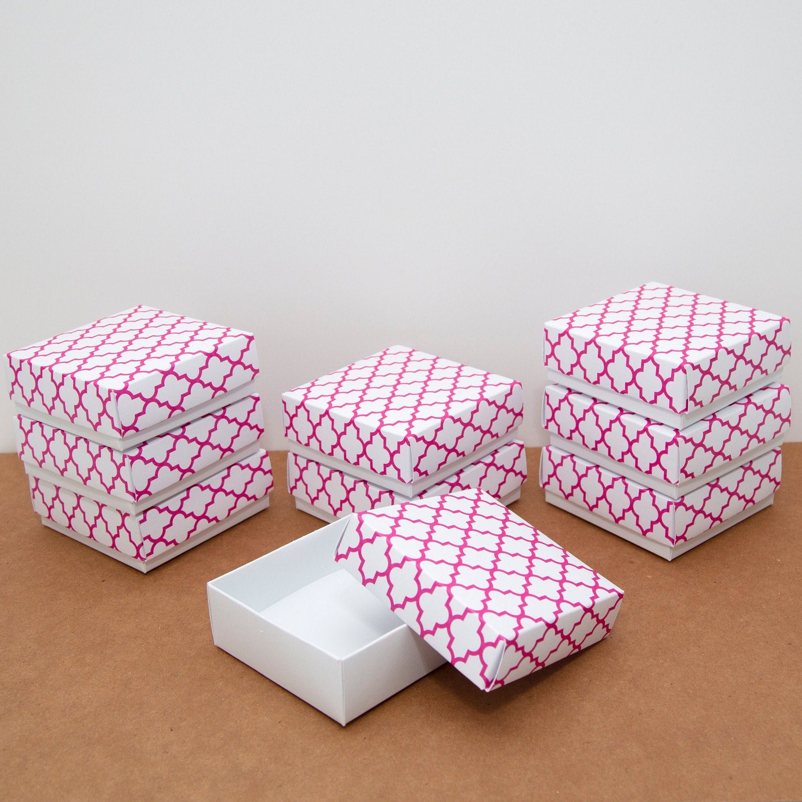 9 Pink Patterned Small Boxes White Box with Pink Design | Etsy