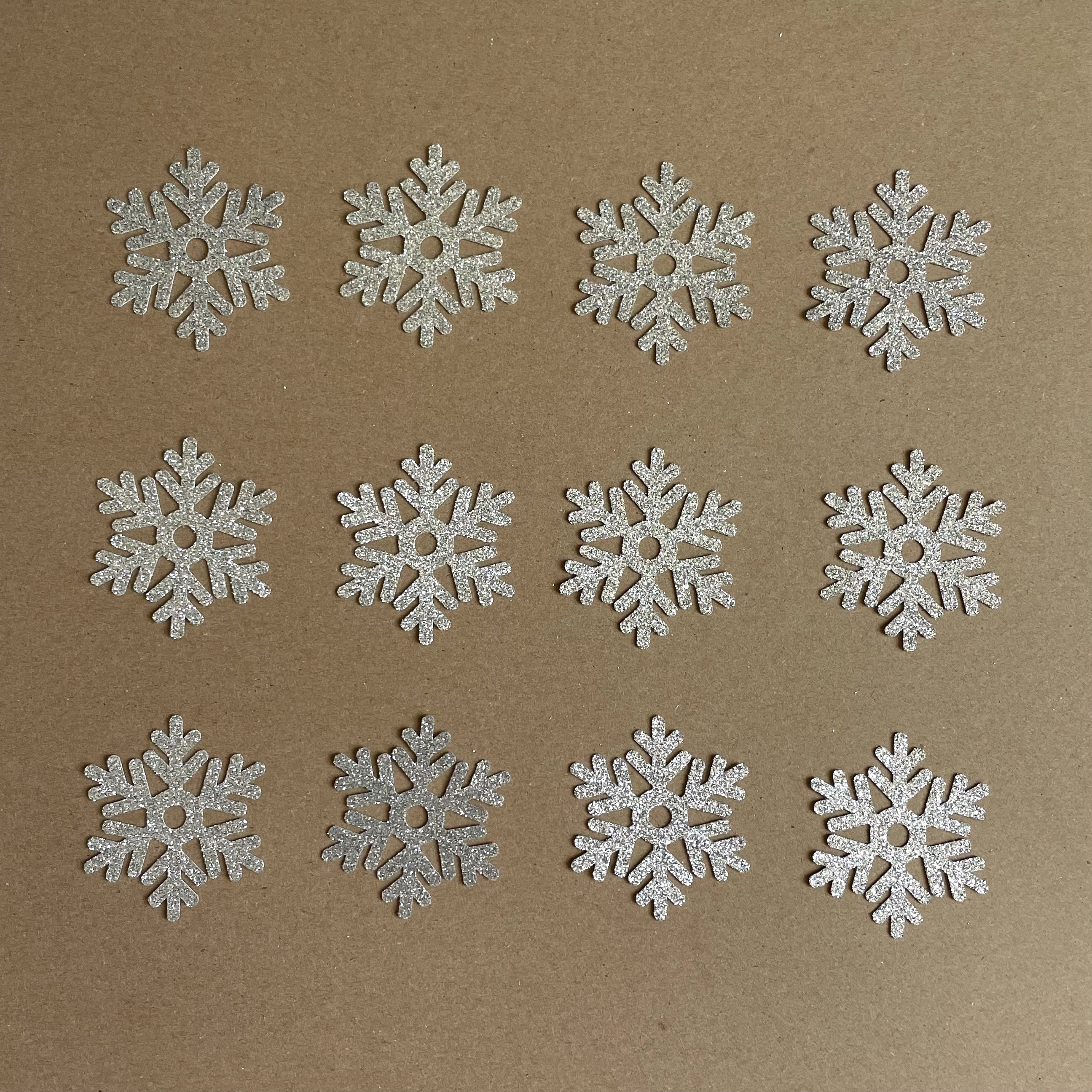 12 Silver Glitter Snowflake Die Cuts 2 3 - Etsy