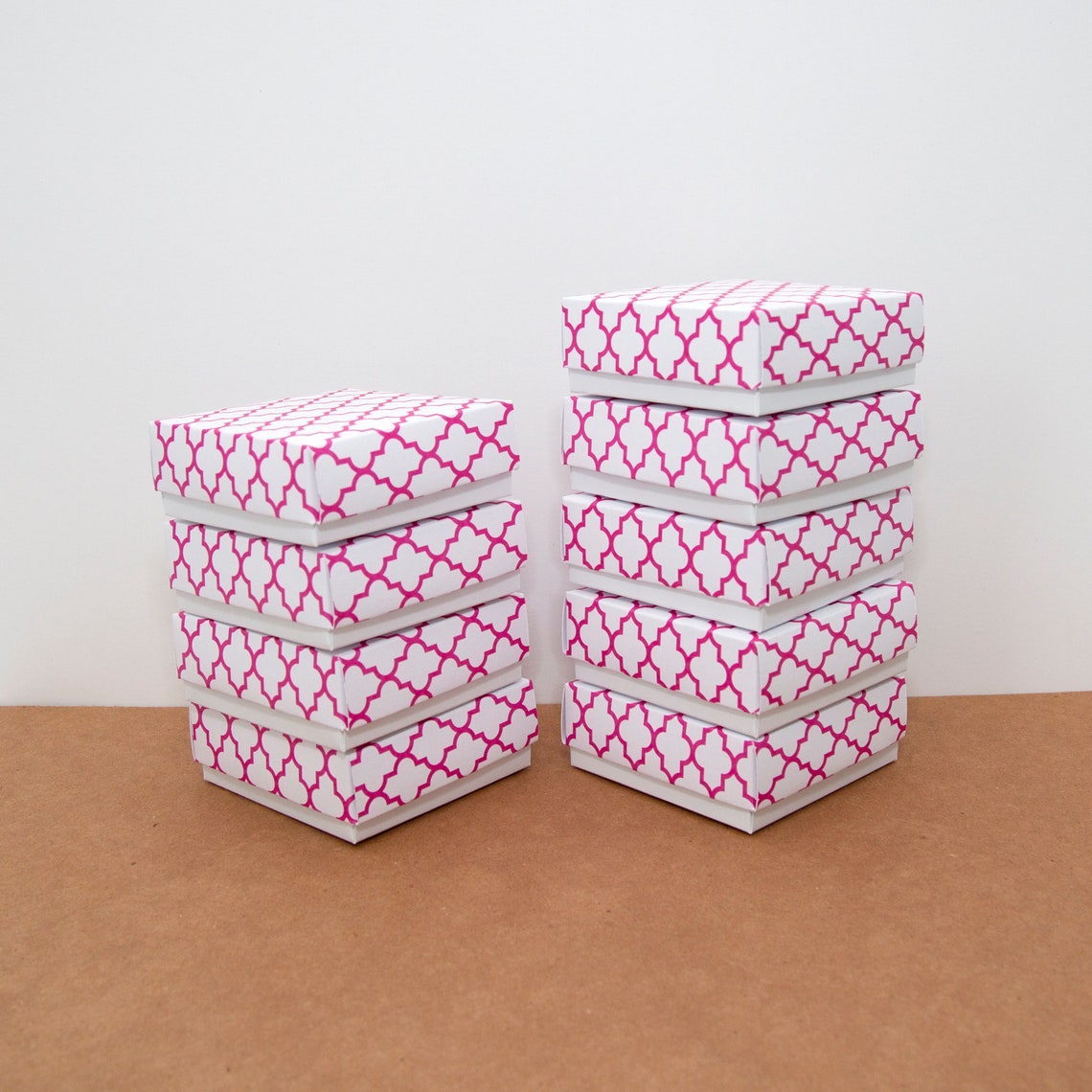 9 Pink Patterned Small Boxes White Box with Pink Design | Etsy