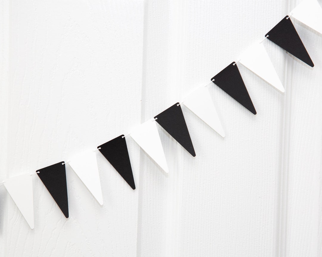Mini Triangle Banner Black & White Shape Garland Color 6 Ft Birthday ...