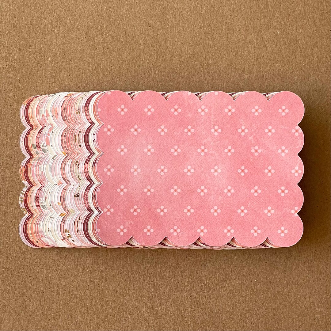 38 - 4.5" X 3.4" Scalloped Rectangle Die Cut - Floral - Patterned - Shape - Decorative ...