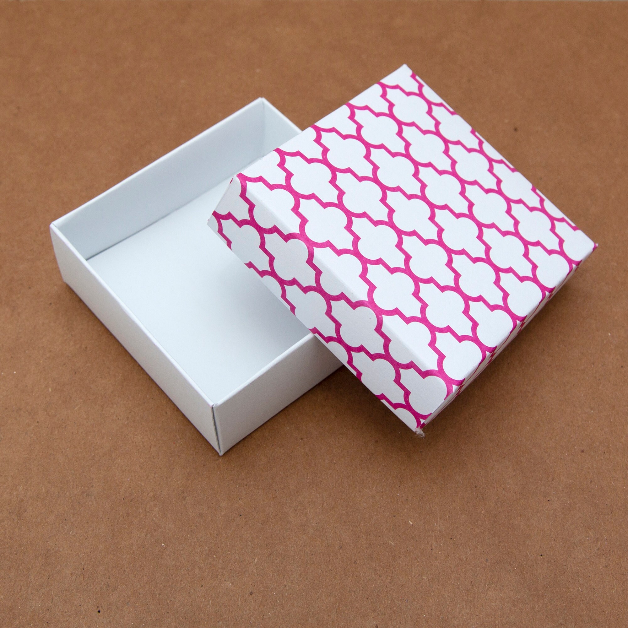 9 Pink Patterned Small Boxes White Box with Pink Design | Etsy