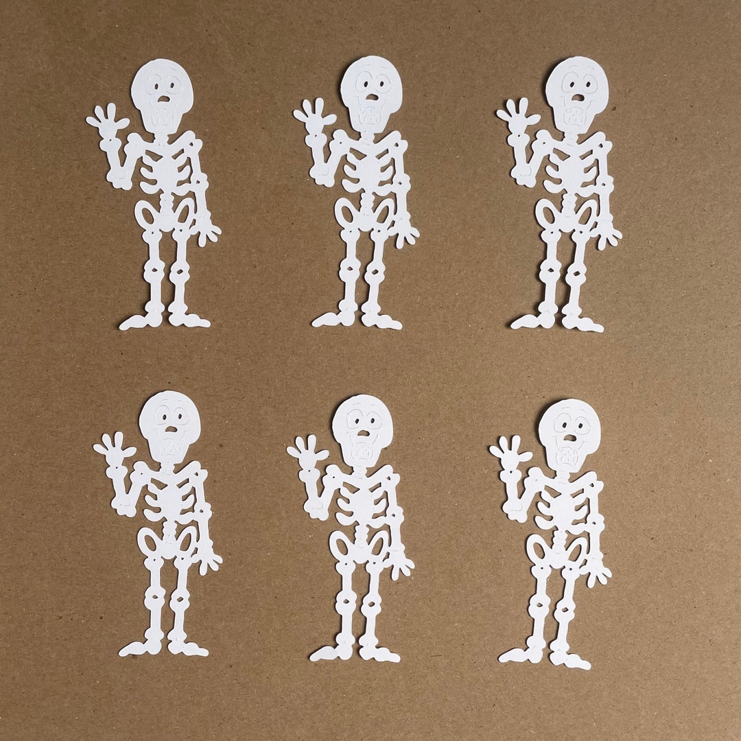 6 Skeleton Die Cuts - 3.5" - 4" - Choose Your Size - White Cardstock ...