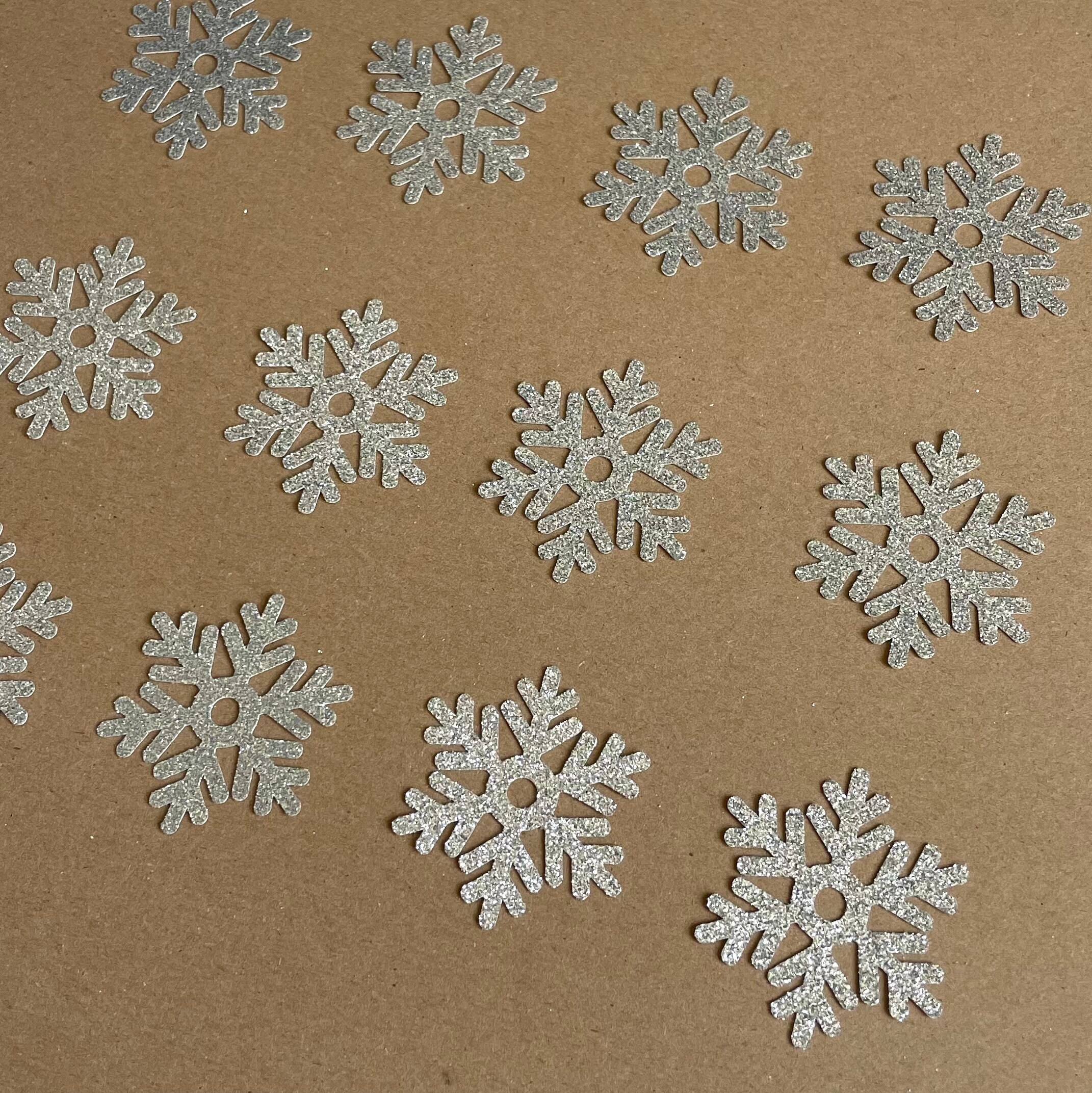 12 Silver Glitter Snowflake Die Cuts 2 3 - Etsy