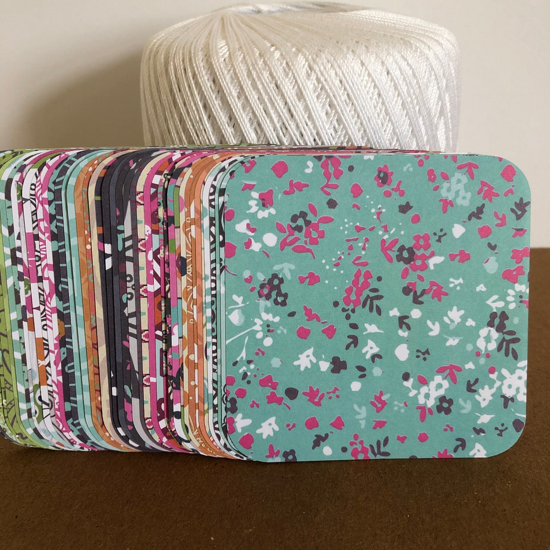 45 - 3” Square Die Cuts - Rounded Corners - Assorted Prints - Card ...