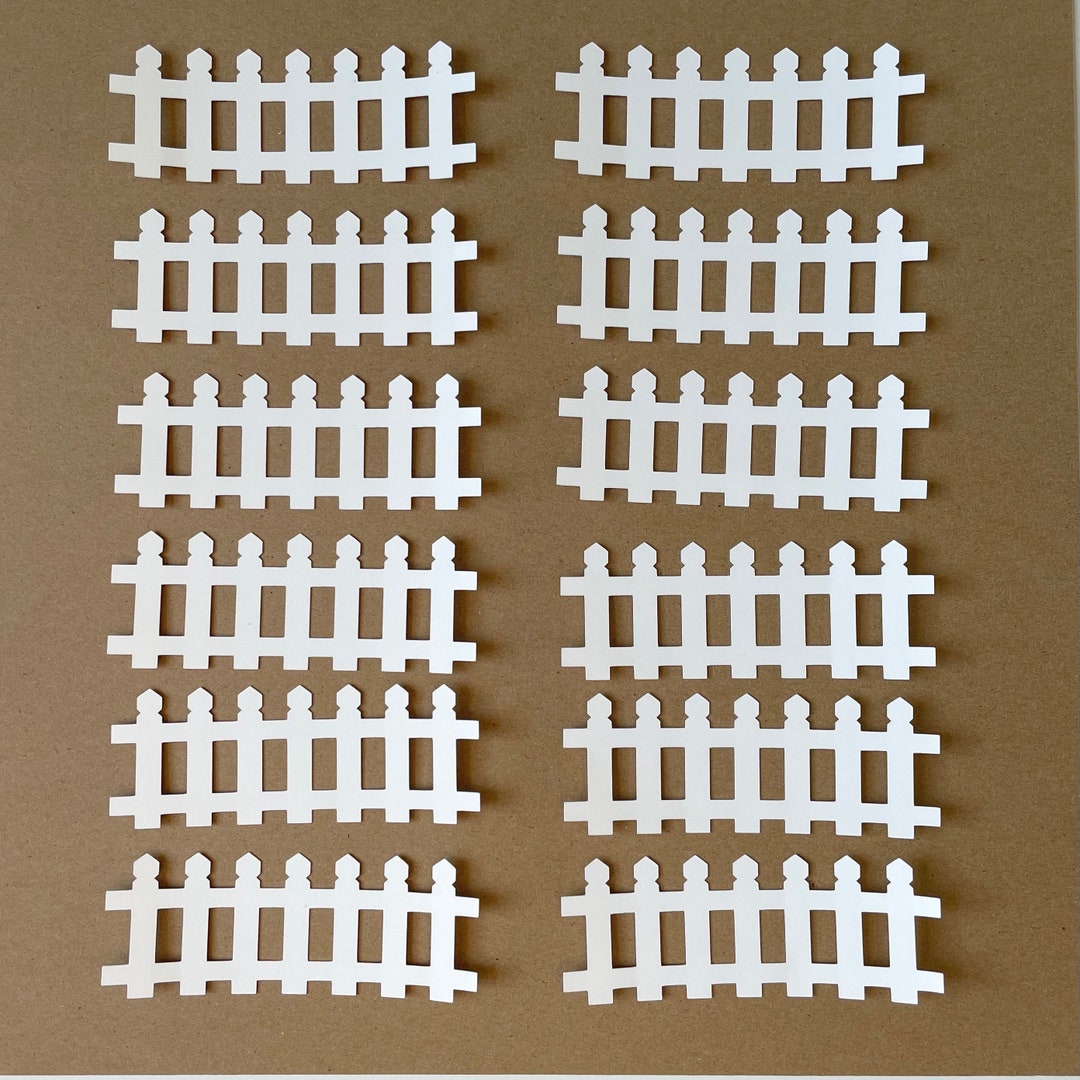 12 - 1.5” X 4” White Picket Fence Die Cuts - Paper Crafts - Outside ...
