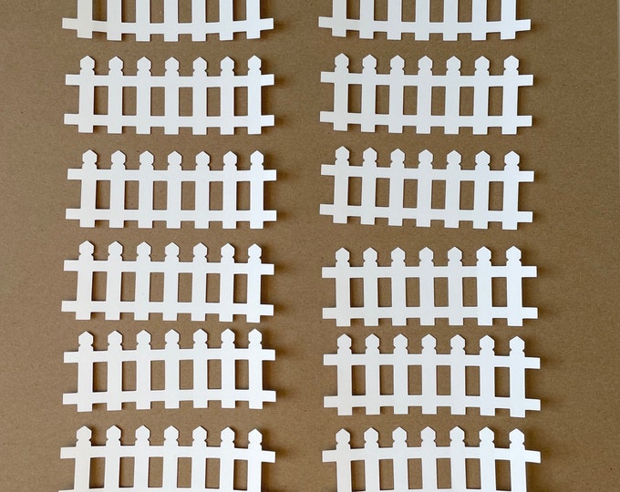 12 1.5 X 4 White Picket Fence Die Cuts Paper Crafts Outside House Yard ...
