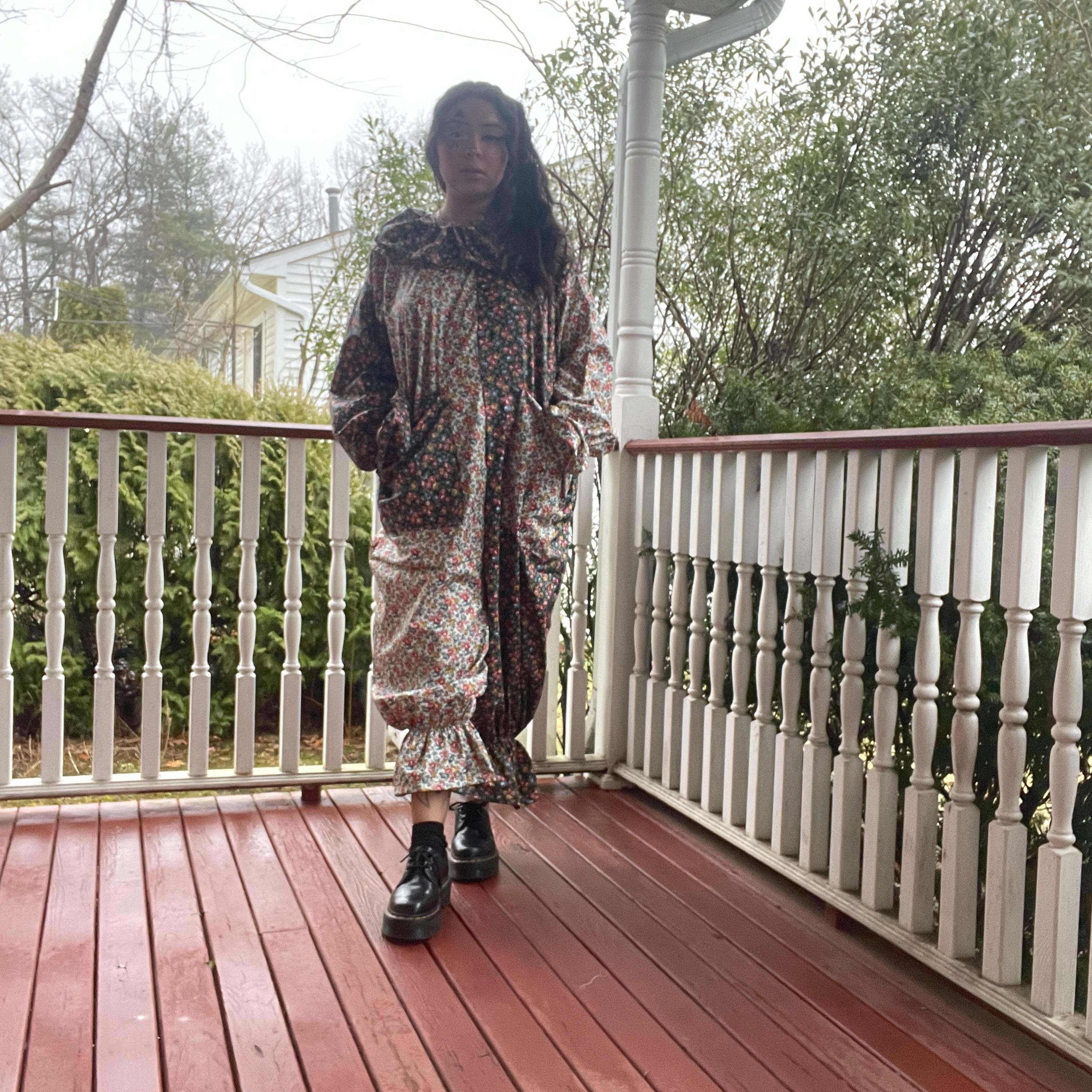Handmade Cottagecore Clown Suit: Vintage Floral Play Suit, Detachable ...