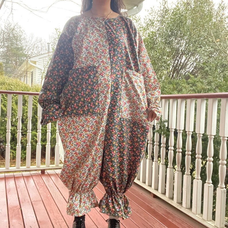 Handmade Cottagecore Clown Suit: Vintage Floral Play Suit, Detachable ...