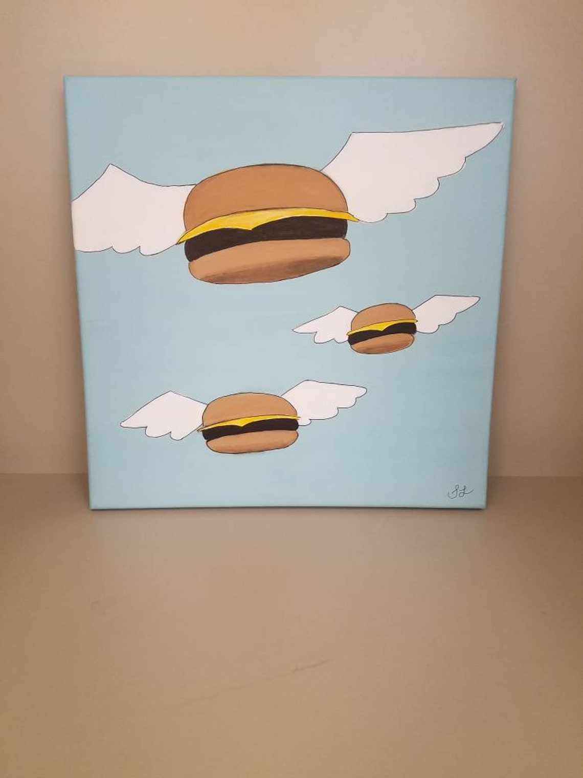 Flying Burgers / Burger Painting / Bo Burgers - Etsy