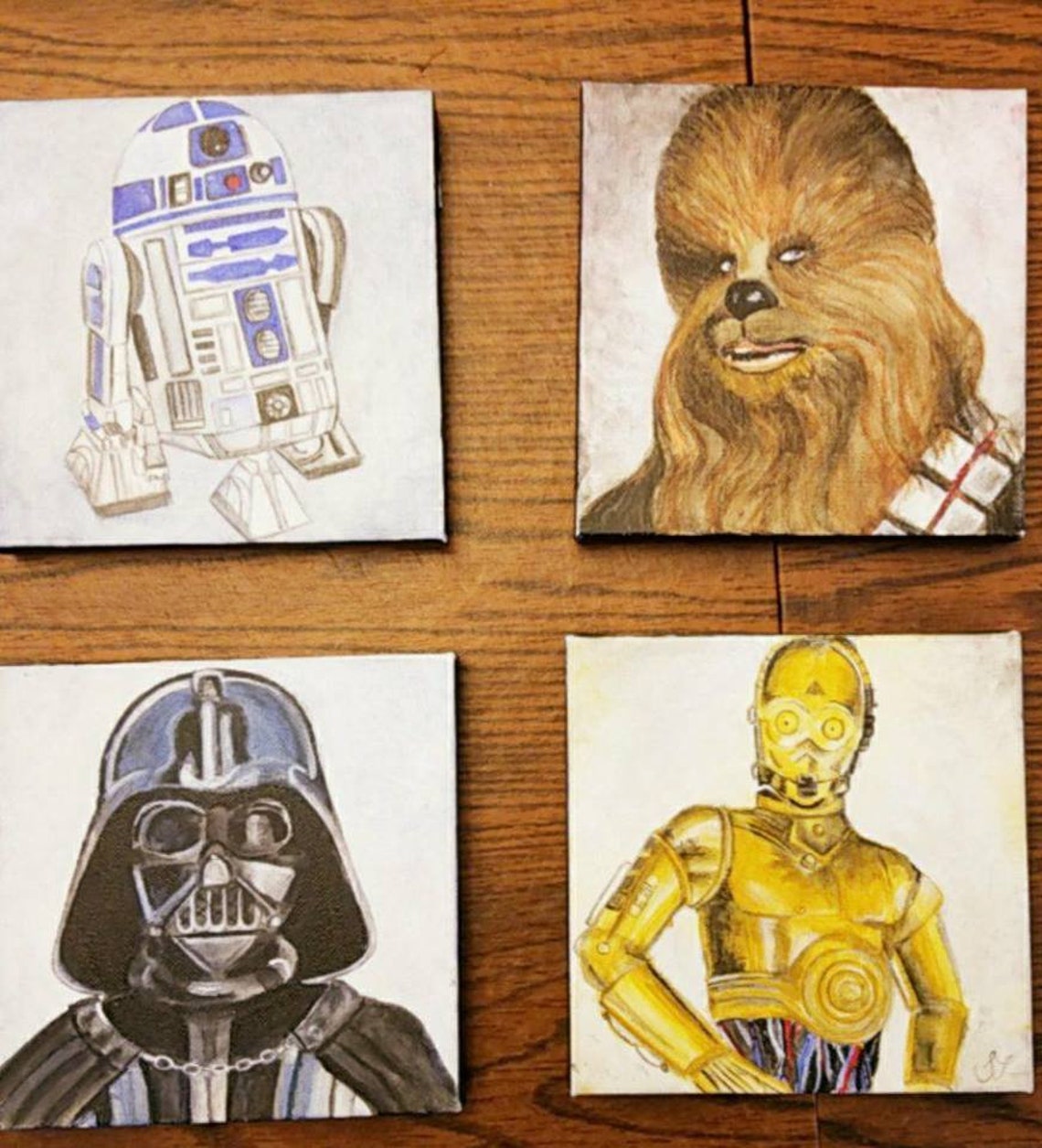 Star Wars Paintings R2d2 C3po Darth Vader Chewy Star - Etsy