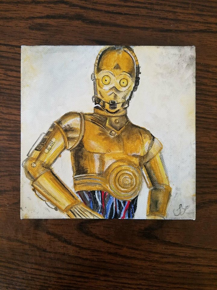 Star Wars Paintings R2d2 C3po Darth Vader Chewy Star - Etsy UK