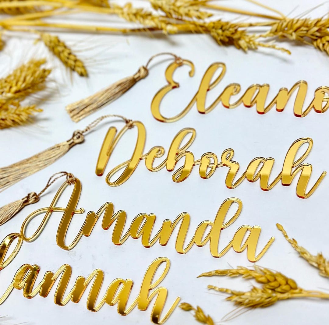 Personalized Name Bookmarks - Shiny Gold With Tassel - Bulk Christmas ...