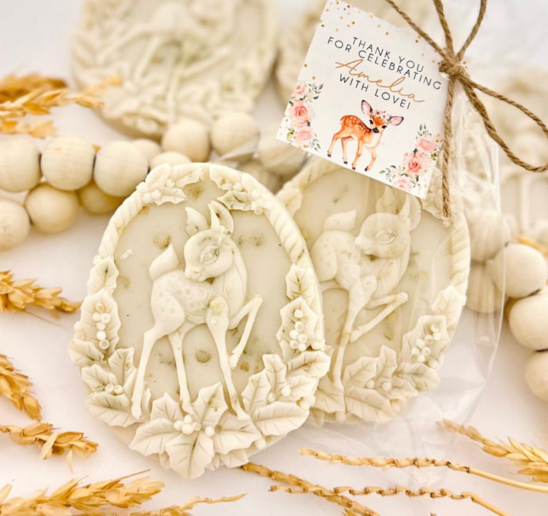 Elegant Deer Soap Favors - Woodland Baby Shower Party, Girl Almost Here ...