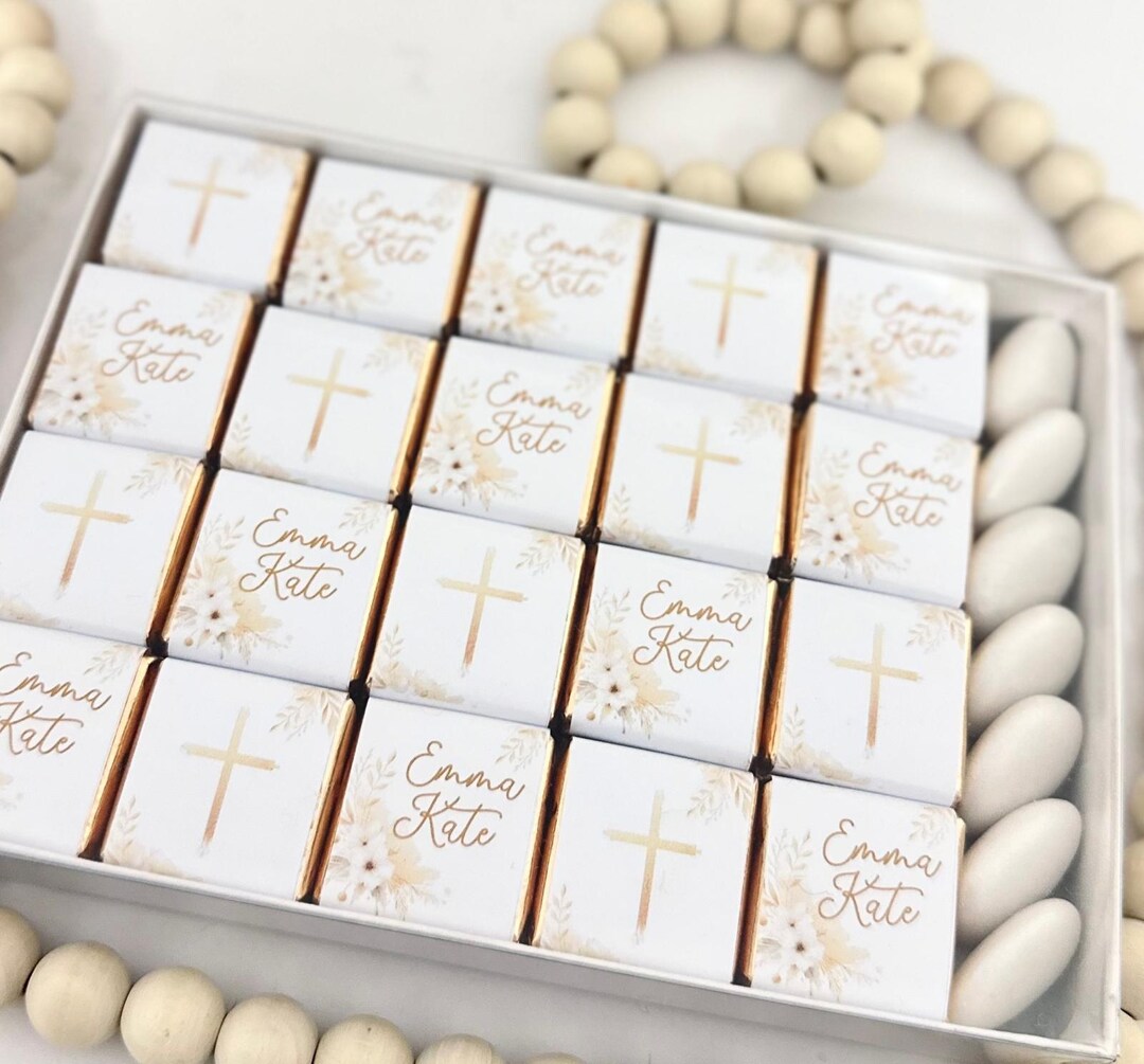 Baptism Chocolate Box With Almond Candy - Girl Gold Theme Decor ...