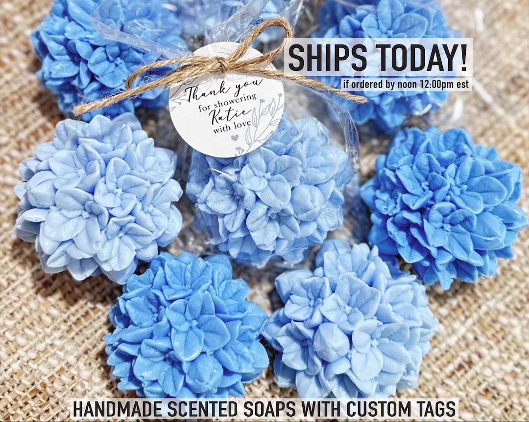 Hydrangea Soap Favors - Bridal Shower Gift for Guests in Bulk, Dusty Something Blue Before I Do ...