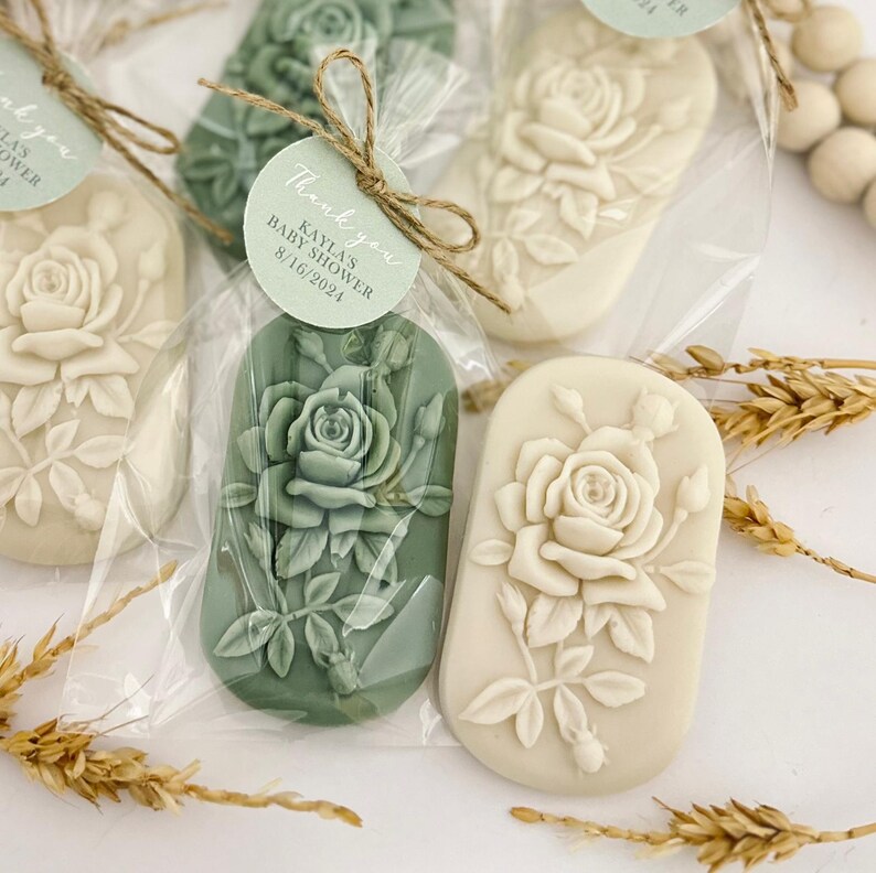 Sage Green Rose Soap Favors - Baby in Bloom Shower, Boho Eucalyptus ...