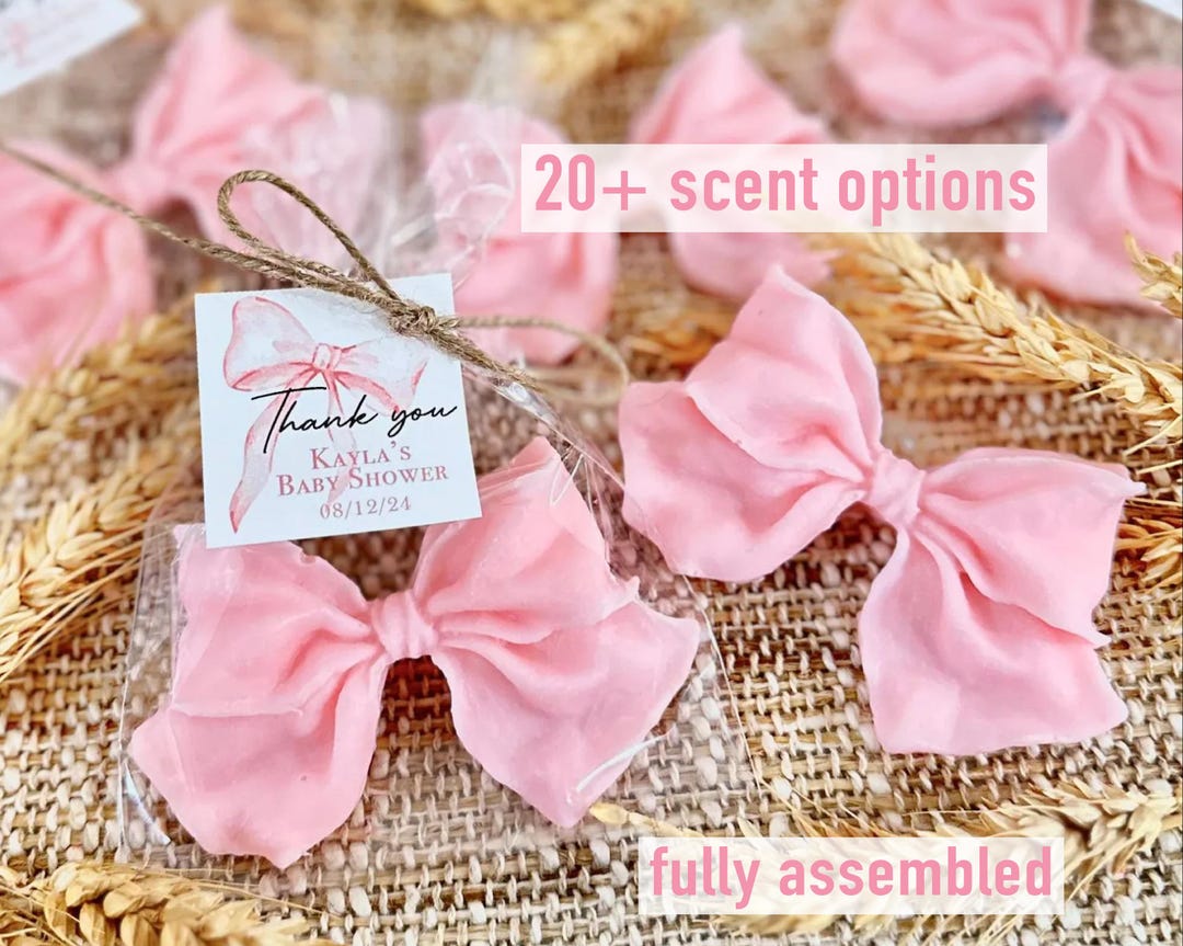 Pink Bow Soap Favors - Handmade Baby Shower Party Thank You Bulk Guest ...