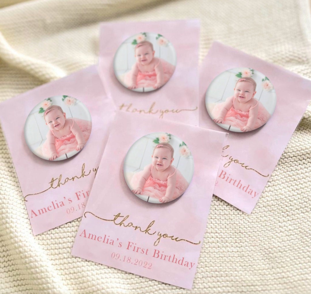 First Birthday MAGNET Favors Gifts for Guests in Bulk Girl 1st Year Old ...