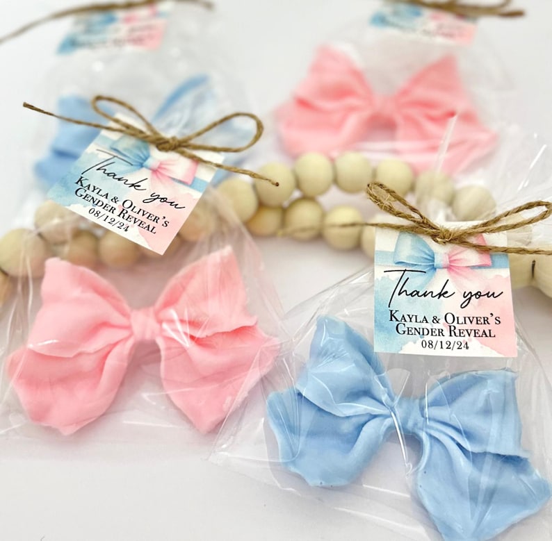Gender Reveal Bow Soap Favors - He or She Baby Shower Gifts, Thank You ...
