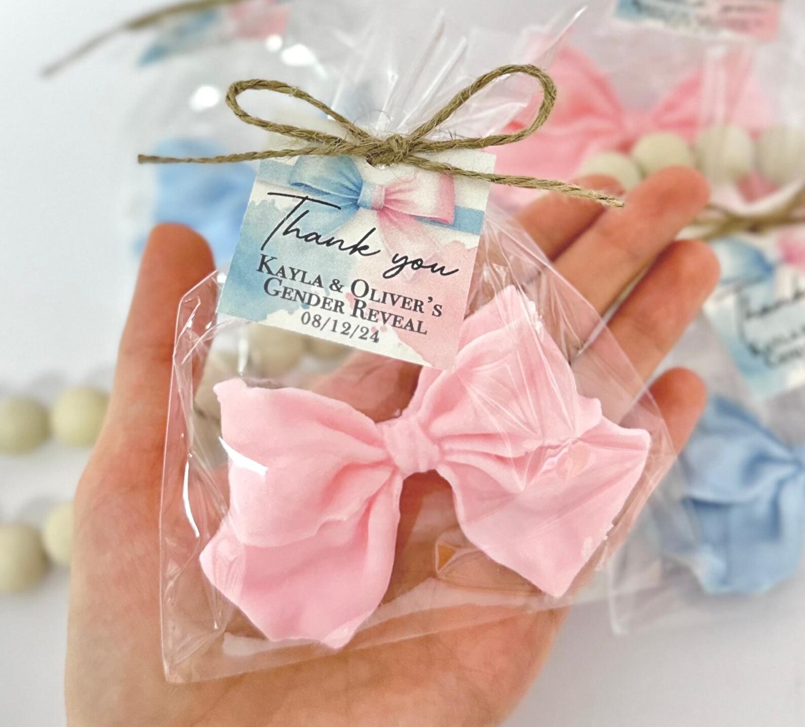 Gender Reveal Bow Soap Favors - He or She Baby Shower Gifts, Thank You ...