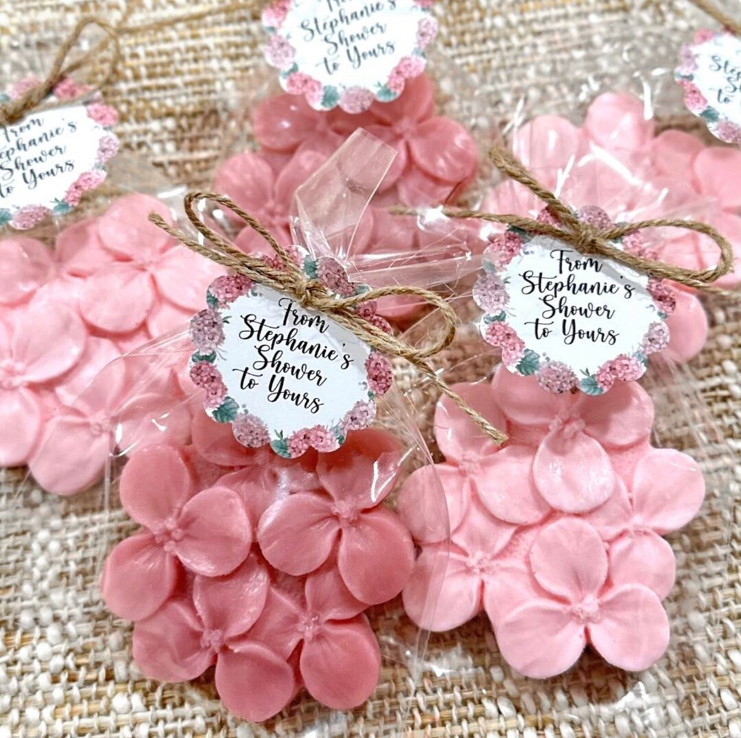 Hydrangea Soap Favors - Bridal Shower Favors for Guests Bulk, Pink Floral Wedding Decoration ...