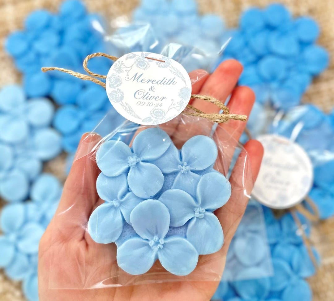 Dusty Blue Soap Favors - Hydrangea Clover Shaped Gifts for Guests in ...
