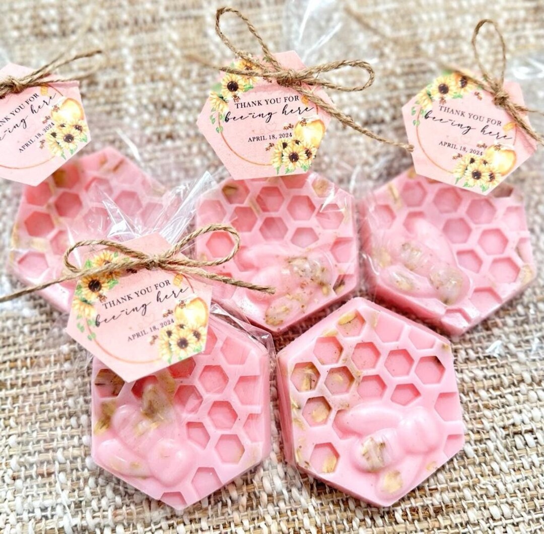 Pink Honey Oatmeal Soaps - Scented Bee Baby Shower Favors, Queen Bridal ...