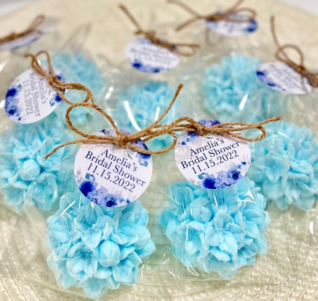 Hydrangea Soap Favors - Bridal Shower Favors for Guests Bulk, Blue Floral Wedding Decoration ...