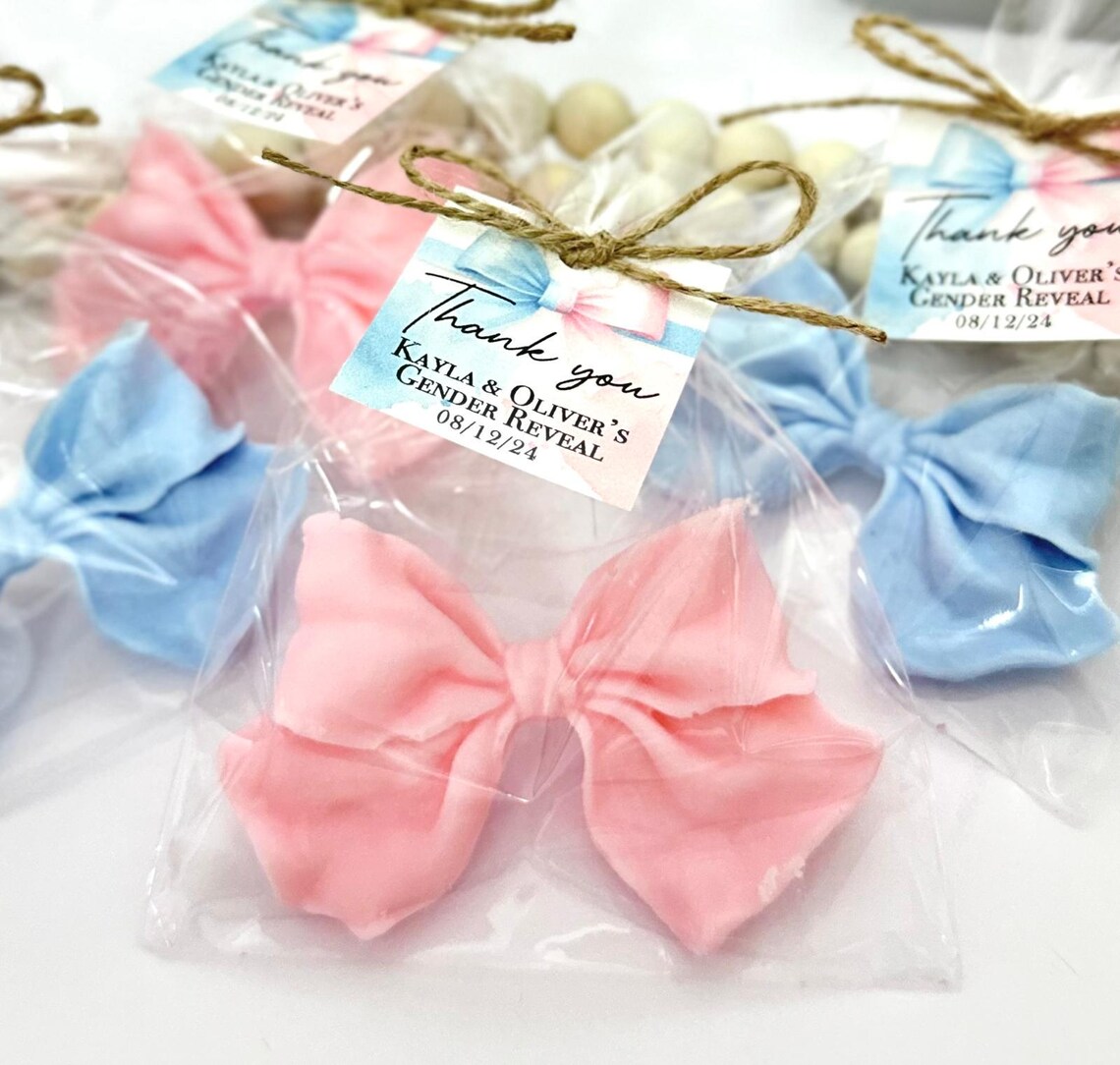 Gender Reveal Bow Soap Favors - He or She Baby Shower Gifts, Thank You ...