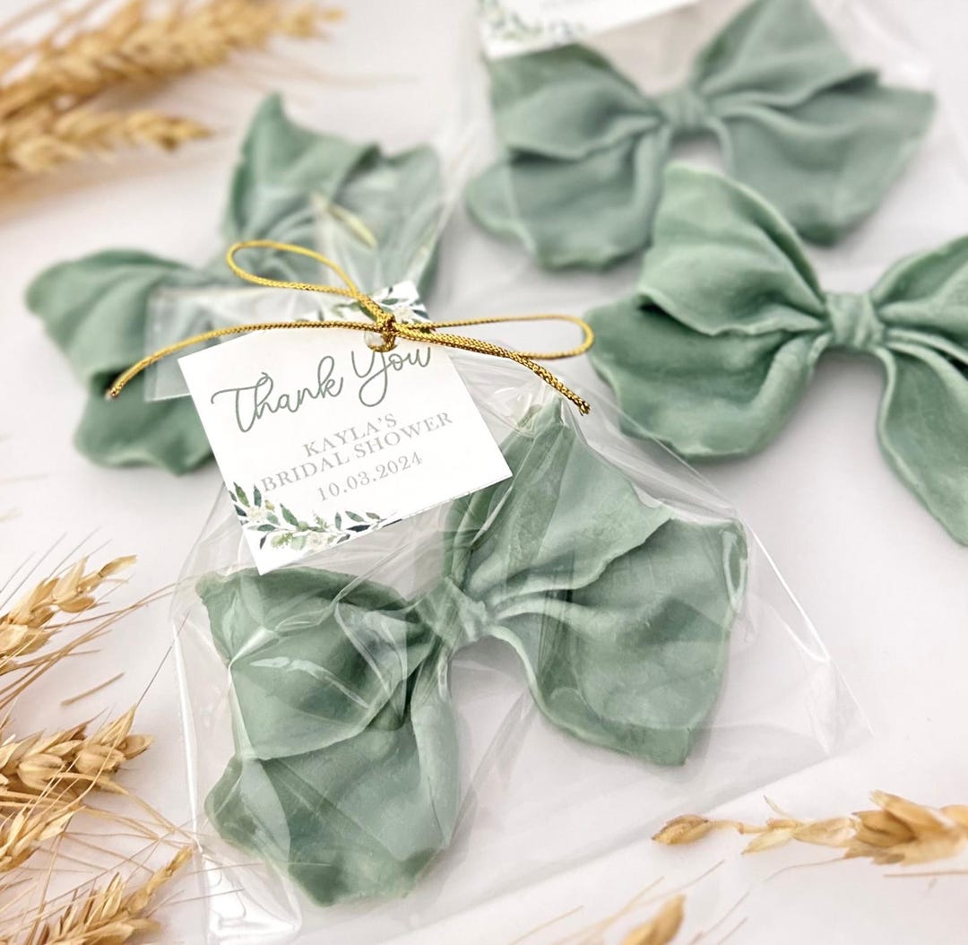 Sage Green Bow Soap Favors - Party Gold Theme, Bridal Shower Wedding ...